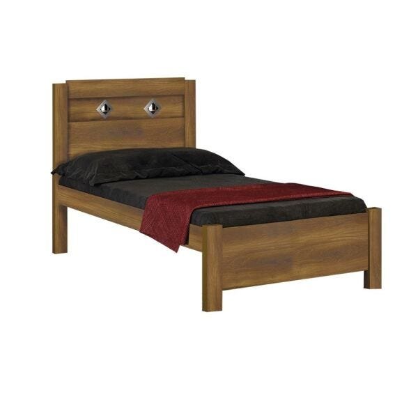 Cama Solteiro Madri Nogal Sallêto Móveis | MadeiraMadeira