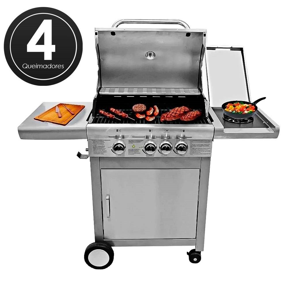 CHURRASQUEIRA INOX A GÁS 4 QUEIMADORES AHC04 MIMO STYLE | MadeiraMadeira