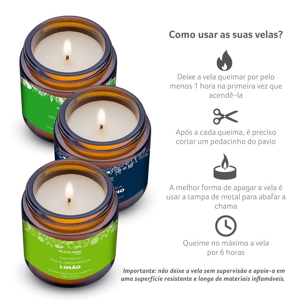 Kit de Velas Aromáticas Relaxantes - 100g - Multilaser Saúde - HC528 ...