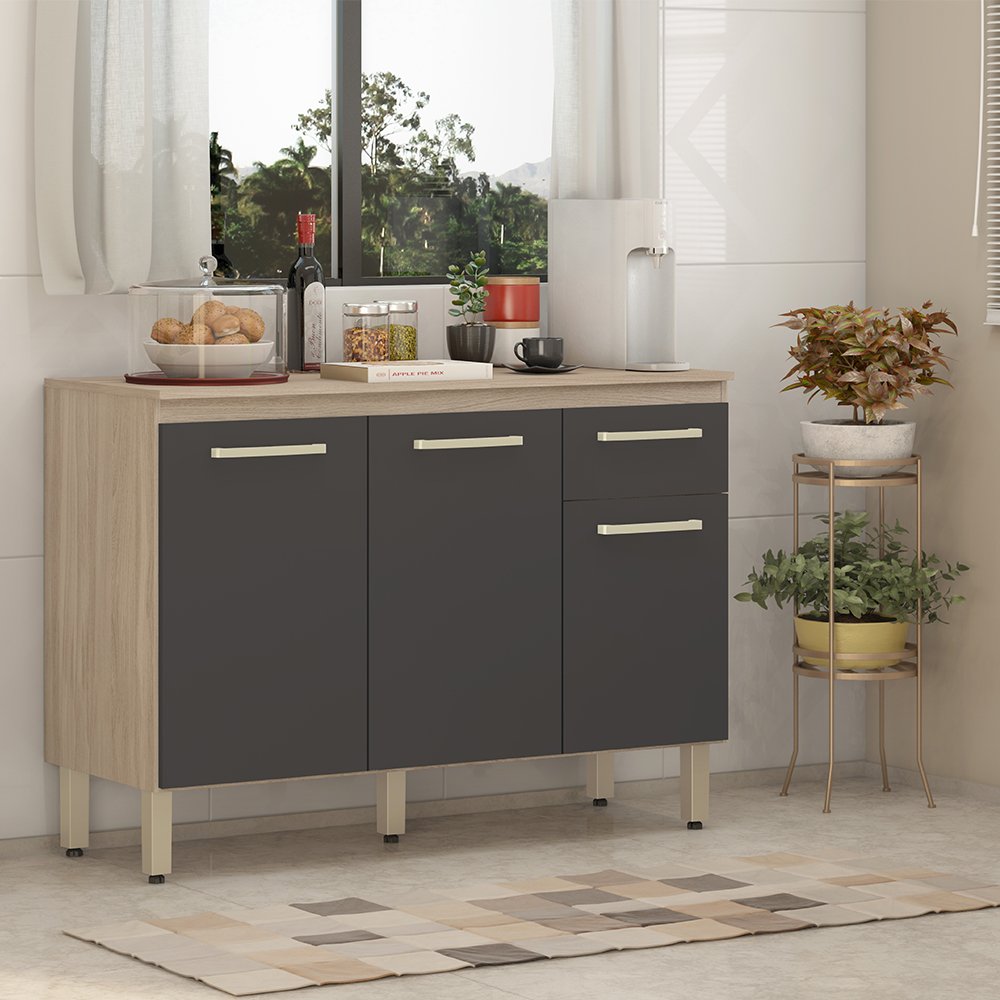 Buffet Buffet Balcão Gabinete para Pia Sem Tampo 120 cm 3 Portas Avena ...