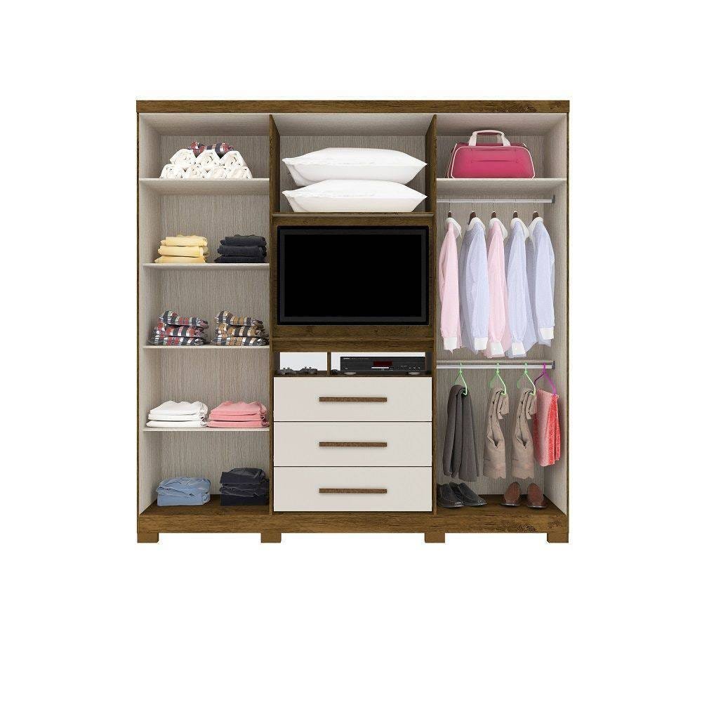 Guarda-Roupa Casal Dubai 6 Portas 3 Gavetas Multifuncional com Painel ...