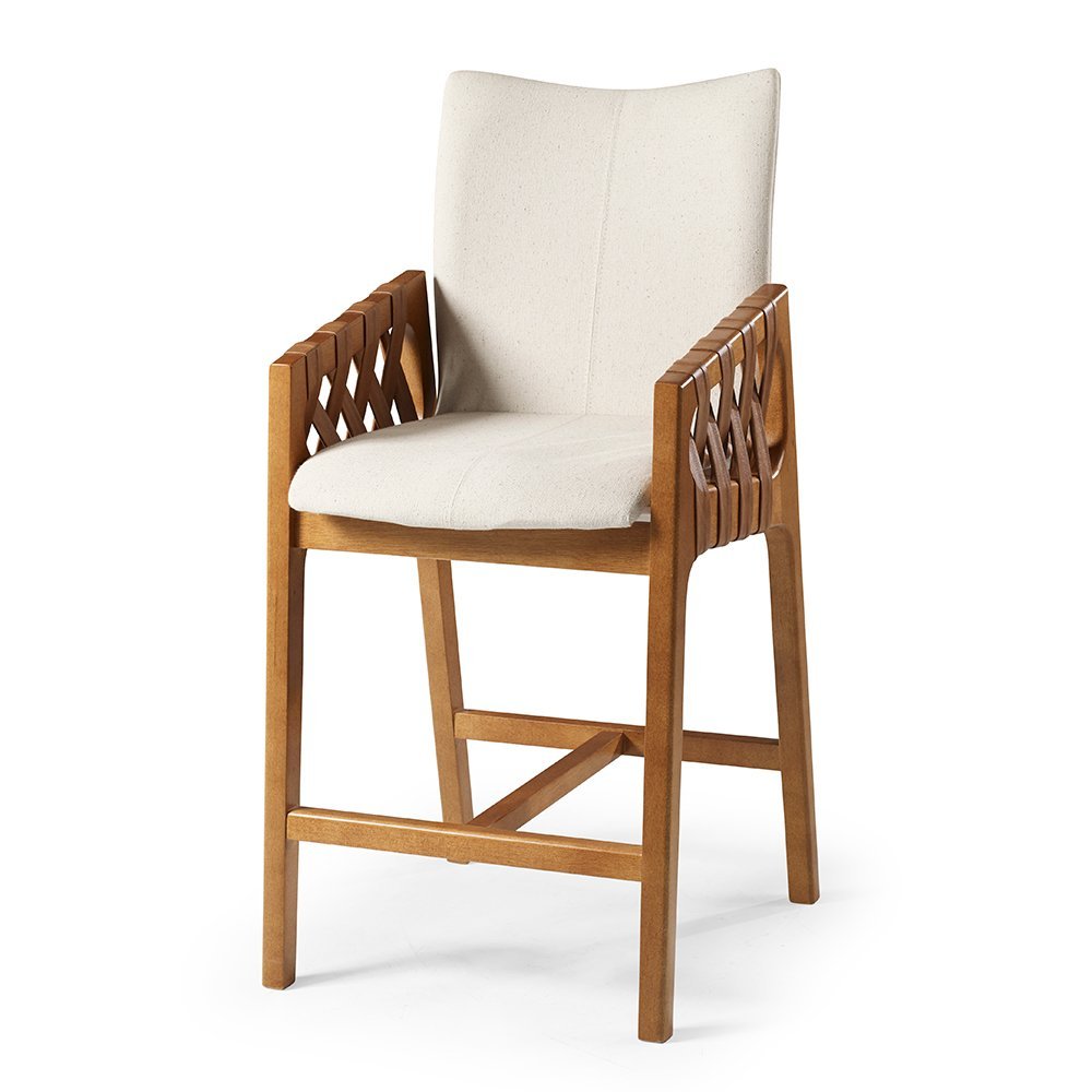 Banqueta Fina - Madeira Maciça - Encosto e Assento Estofado Itacadeiras ...