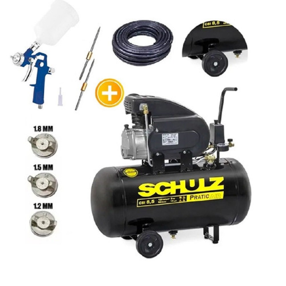 Compressor Ar Csi 8,5pés 50l 8,5/50 Schulz + Kit Pintura | MadeiraMadeira