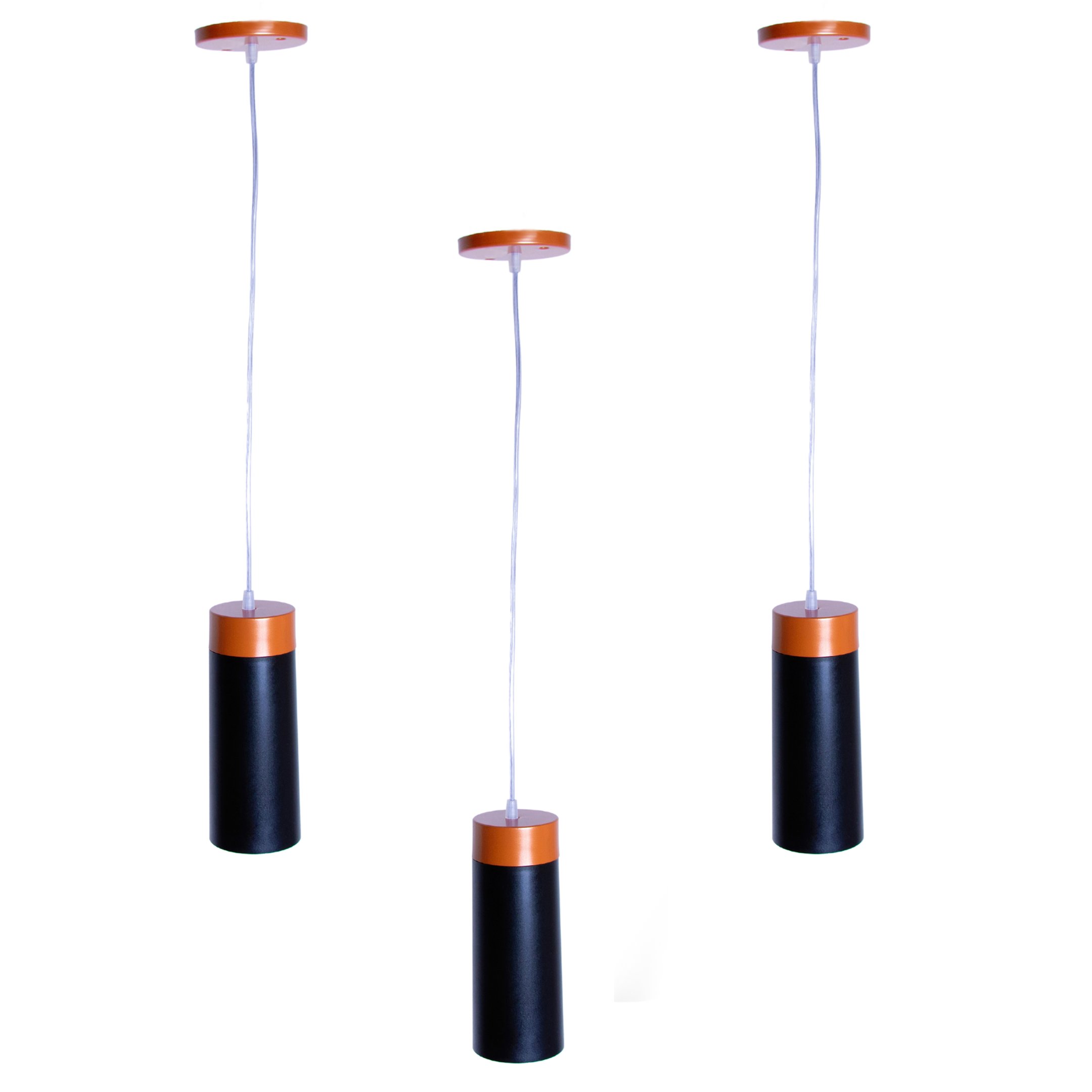 Kit 3 Pendente Copo Veza Poptem 1 Lâmpada Preto Cobre Canopla de Alum ...