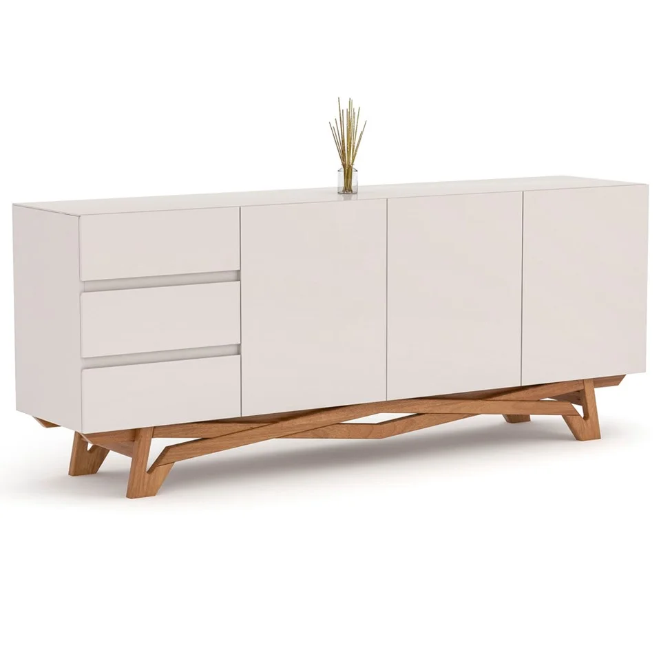 Buffet Taranto em Madeira Maciça - Champagne/Off-white | MadeiraMadeira