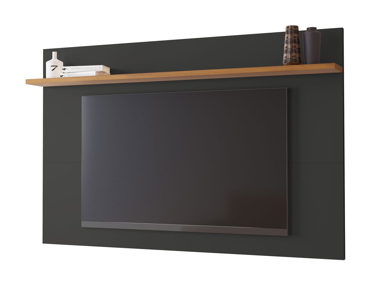 Rack NT 1175 com Painel NT 1190 Preto com Freijó - Notável | MadeiraMadeira