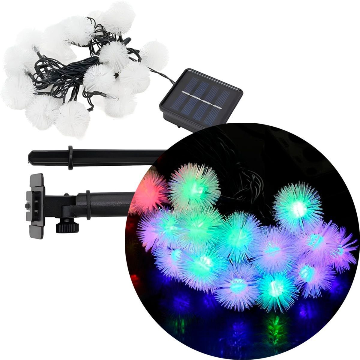 Cordão de Fada Solar Lâmpadas Leds Luzes Colorido Natal 5m | MadeiraMadeira