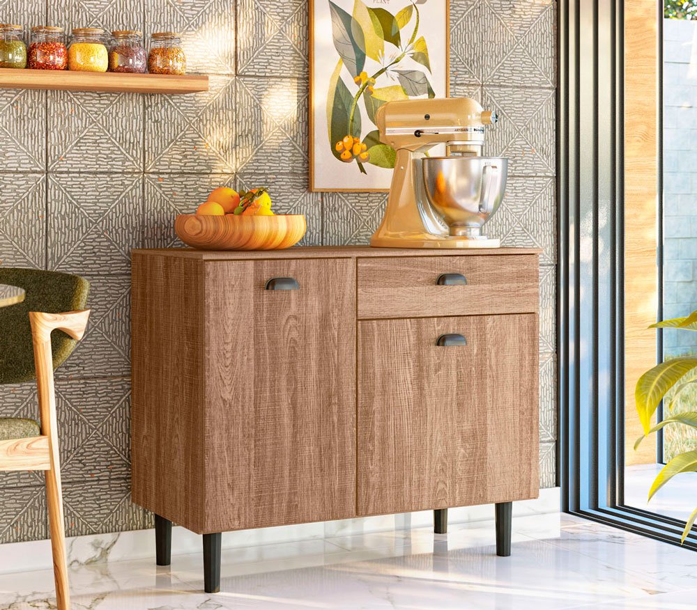 Balcão de Cozinha Pepper Carvalho Rústico - Nicioli | MadeiraMadeira