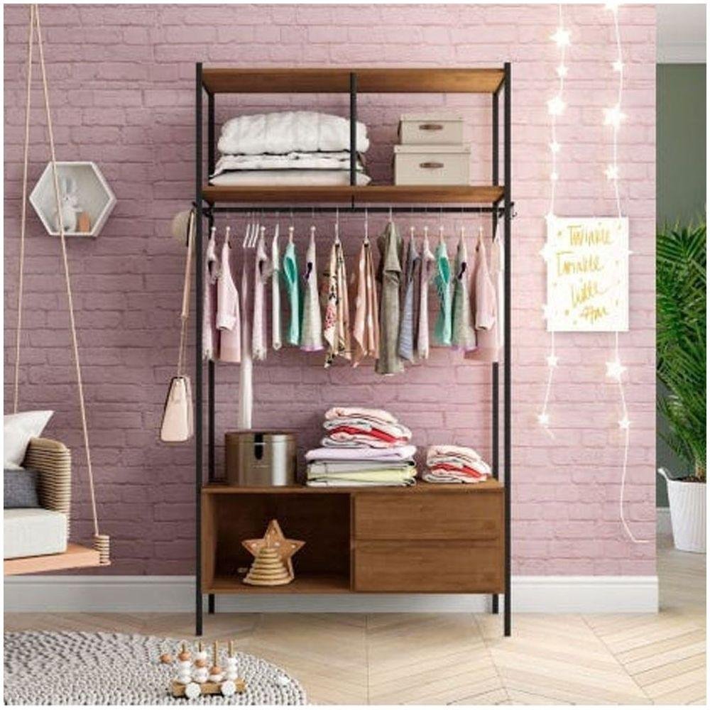 Guarda Roupa Solteiro Closet Lisboa Com Cabideiro E Maleiro Artefamol ...