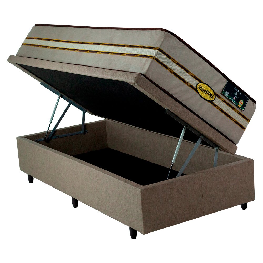 Cama Box Baú com Colchão Solteiro Molas Ensacadas e Viscogel Gran Meliá ...