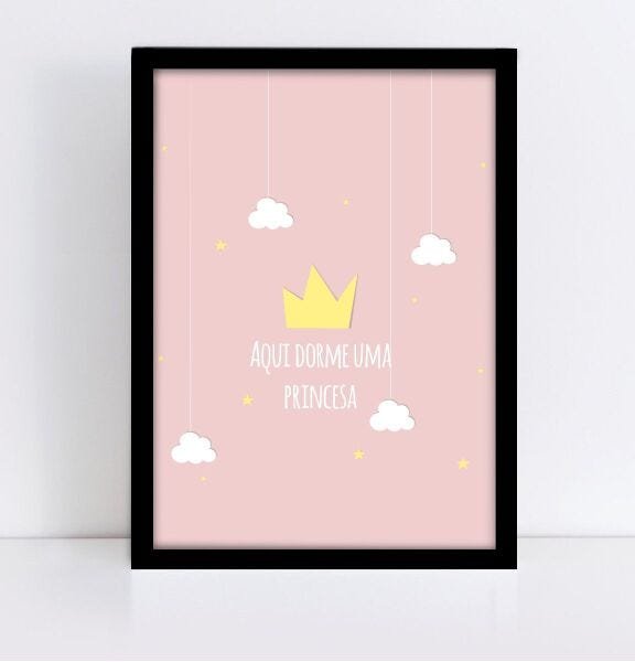 Quadro Decorativo Princesa - Preto - 15x21cm | MadeiraMadeira