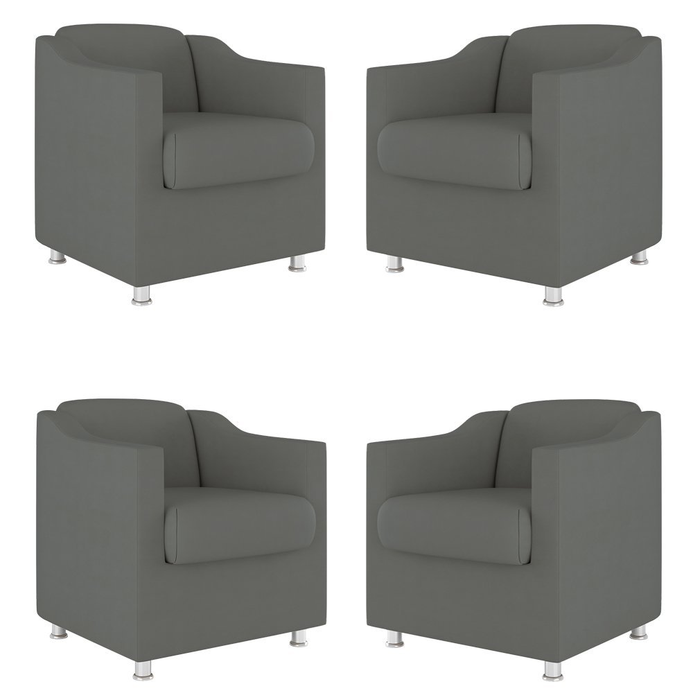 Kit 04 Poltrona Tilla para Recepção Consultorio Sala:cinza | MadeiraMadeira
