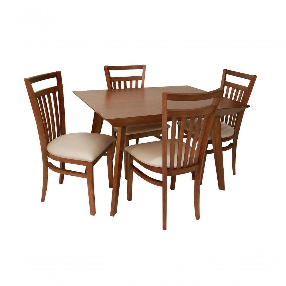 Conjunto Sala De Jantar Mesa 1,20 Com 4 Cadeiras Madeira | MadeiraMadeira