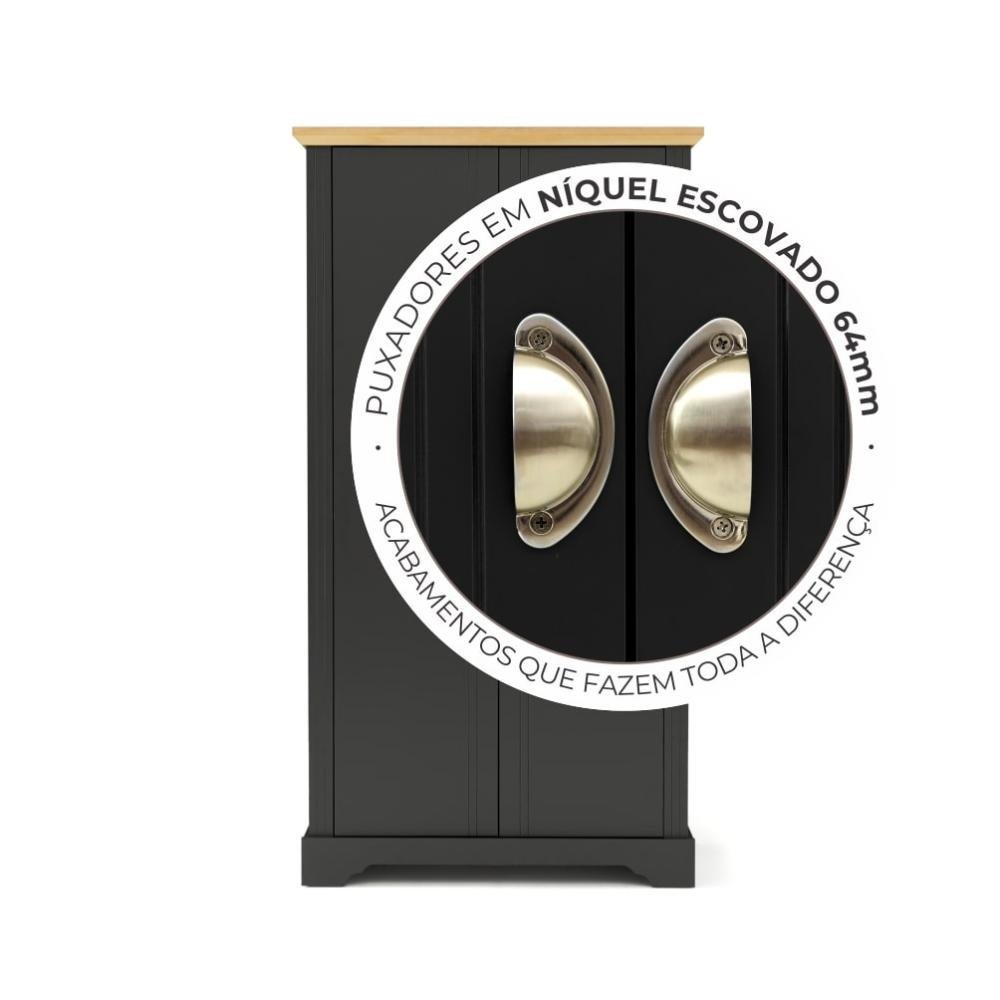 Guarda-Roupa Retrô Édez Moscow, 2 Portas, Madeira Maciça, Grafite ...