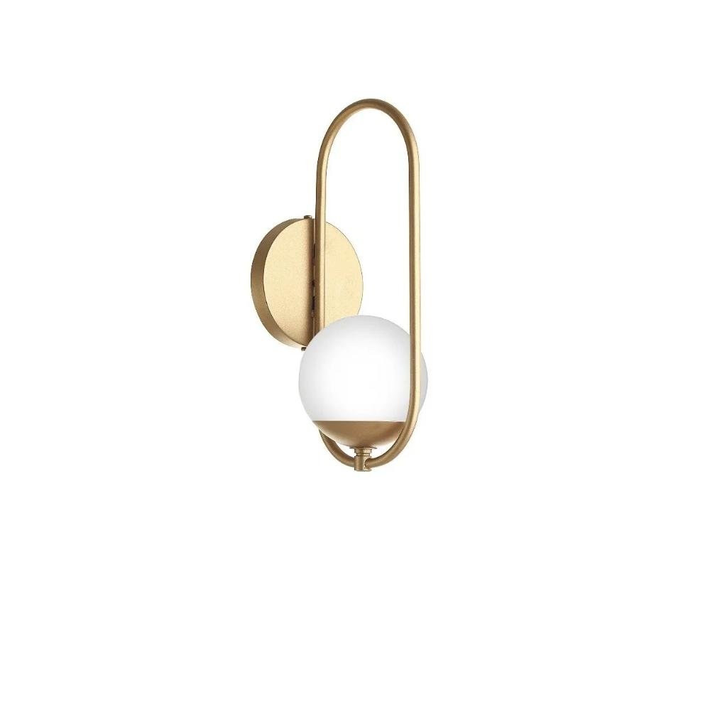 Arandela Moderna Arco Oval Champagne e Dourada com Globo Branco-All Lux ...