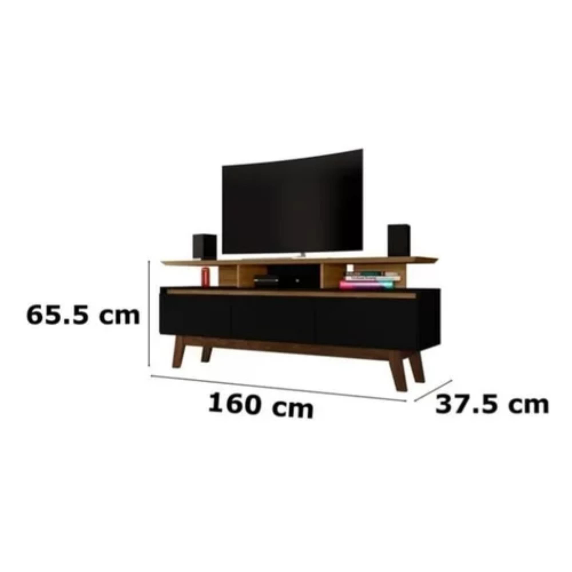 RACK RUBI 1.60M CINAMOMO/PRETO BECHARA | MadeiraMadeira