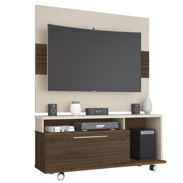 Rack com Painel para TV Cali/Drovo 136cm Off White Cappuccino ...