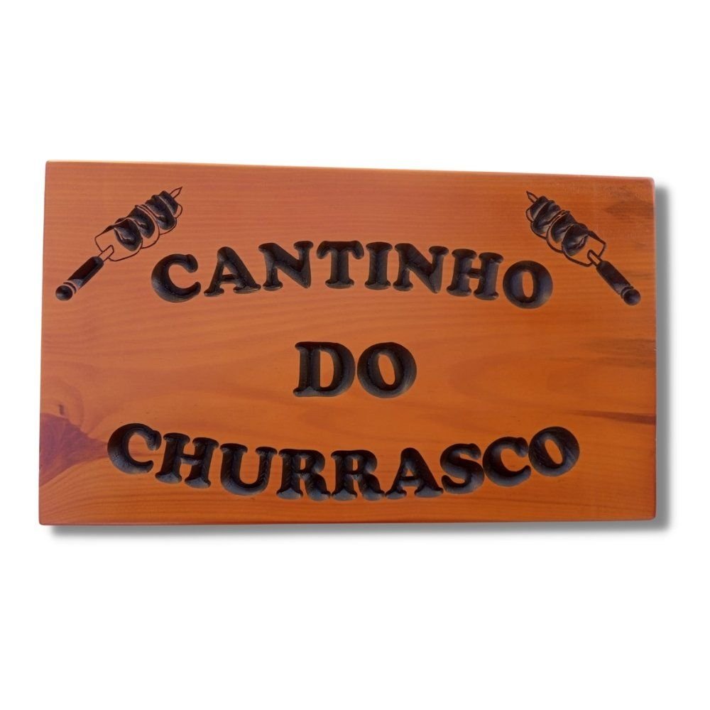 Placa Decorativa Madeira Maciça Cantinho do Churrasco | MadeiraMadeira
