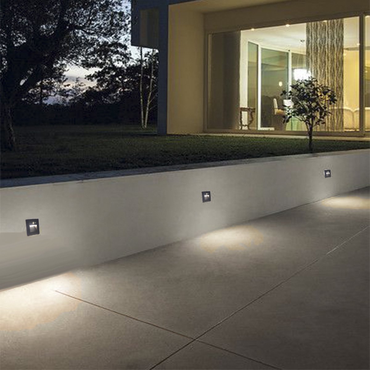 2 Balizador Led Embutir Sensor Presença Parede Preto Lup72 | MadeiraMadeira