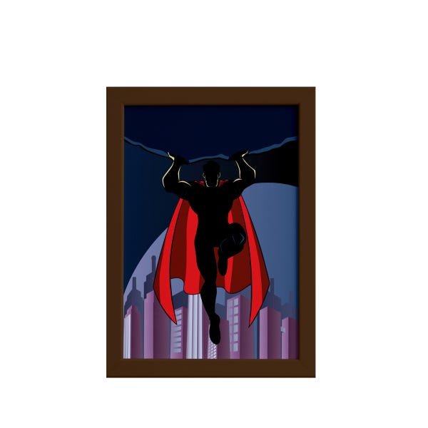 Quadro Super Heróis Geek Superman Rocha Moldura Marrom 33x43 ...