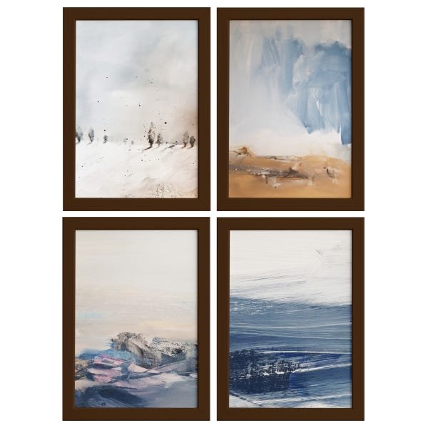 Quadros Abstratas Moldura Marrom 33x43cm 4un | MadeiraMadeira