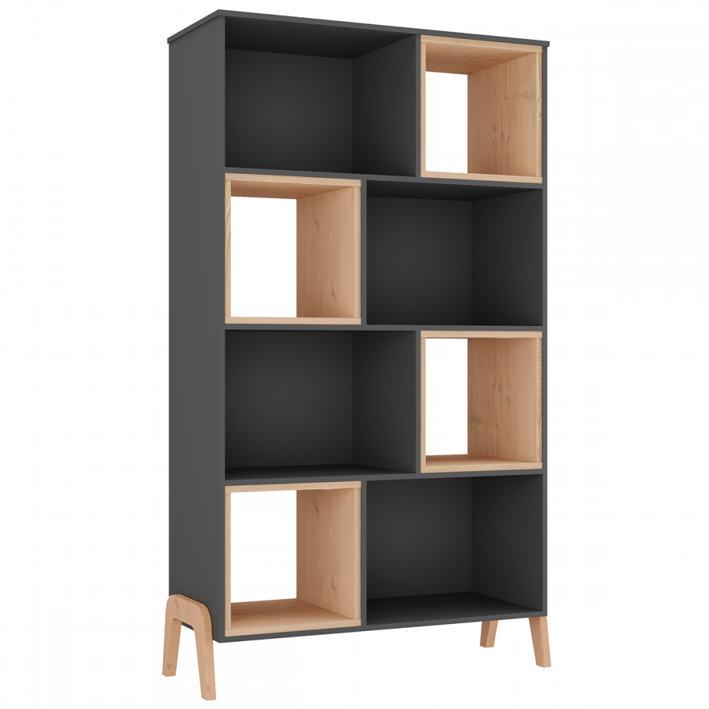 Estante para Livros 8 Nichos Grafite Tx/Pinus Cera Bf-1011 - Hecol ...