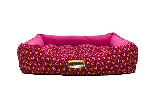 Cama Retangular para Cachorro ou Gato Luppet Luxo Rosa Ossinhos - G ...