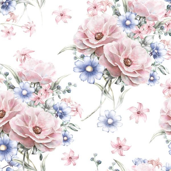 Papel de Parede de Flores Rosa e Azul 2,70x0,57m | MadeiraMadeira