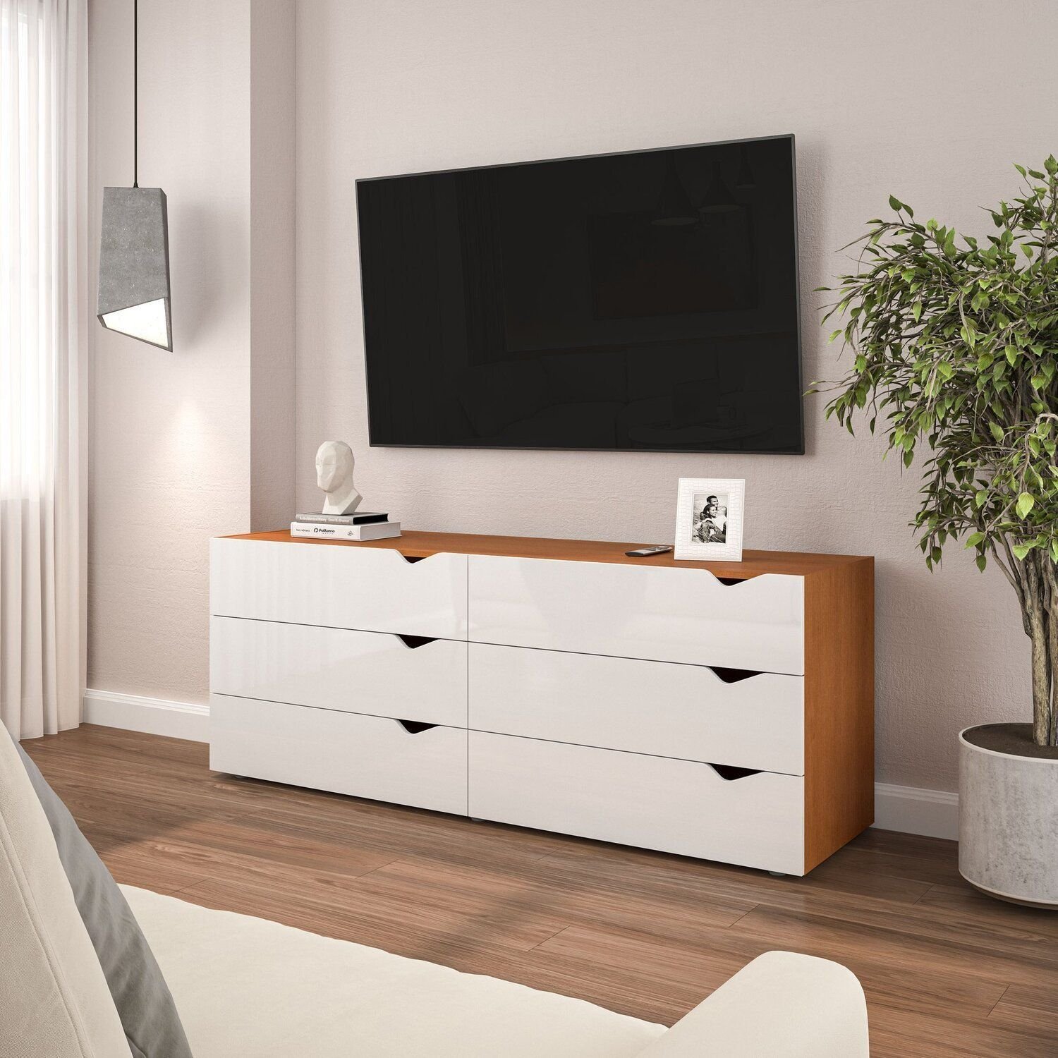 Rack comoda para Tv 65 Polegadas com 6 Gavetas Porto | MadeiraMadeira