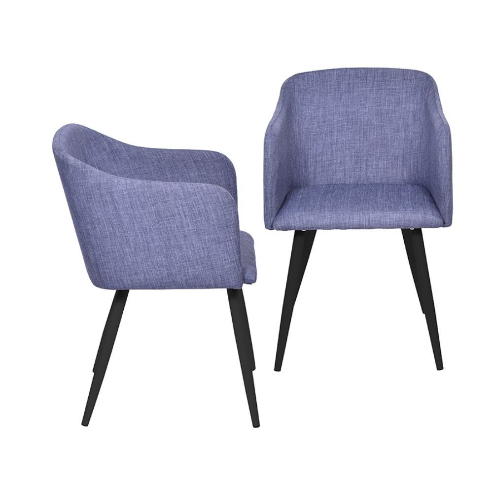 Kit 2 Cadeiras Charla 1126 Linho Jeans Base Metal Preto | MadeiraMadeira