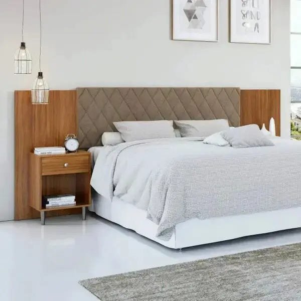 Cabeceira Extensível Casal e Queen 2 Mesas de Apoio Stylus Plus Móveis ...