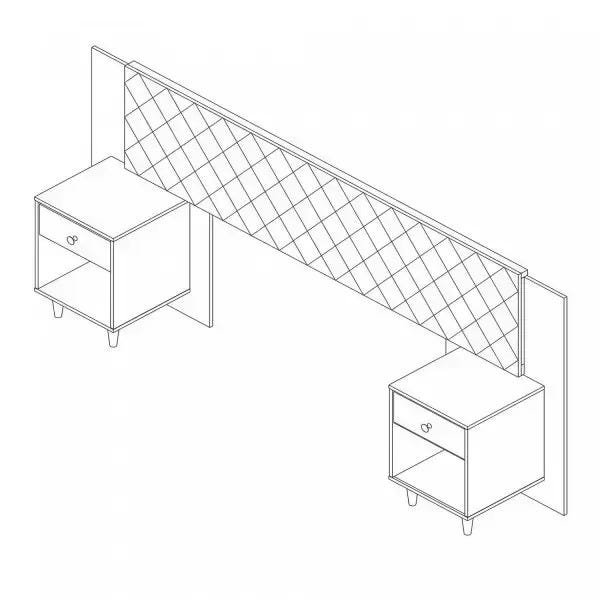 Cabeceira Extensível Casal e Queen 2 Mesas de Apoio Stylus Plus Móveis ...