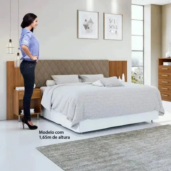 Cabeceira Extensível Casal e Queen 2 Mesas de Apoio Stylus Plus Móveis ...