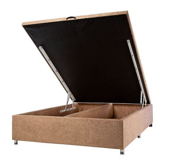 Box Baú com Divisória Suede Kenko Premium Casal 138x188 | MadeiraMadeira