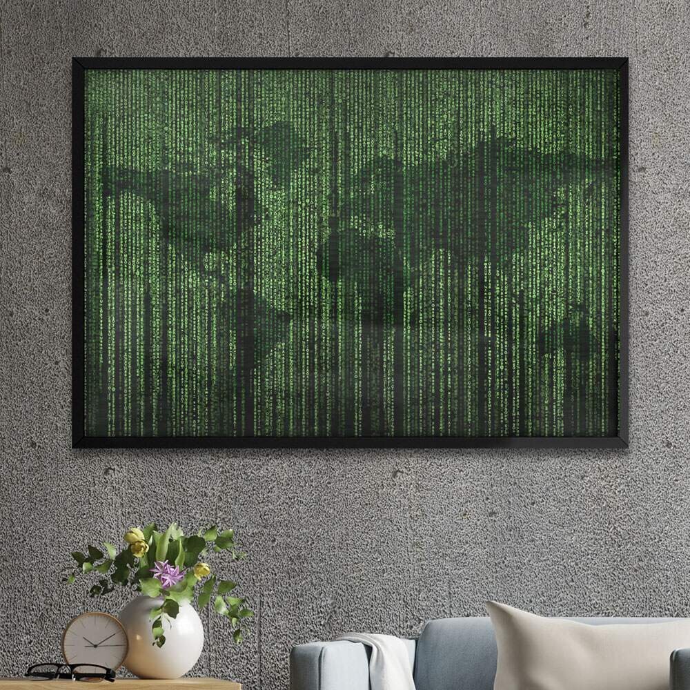 Quadro Decorativo Mapa-Múndi Matrix-24x34Cm | MadeiraMadeira