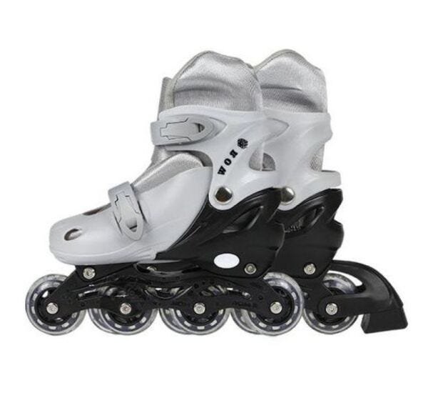 Patins In-Line Roller Infantil 35 ao 38 Cinza - Mor | MadeiraMadeira