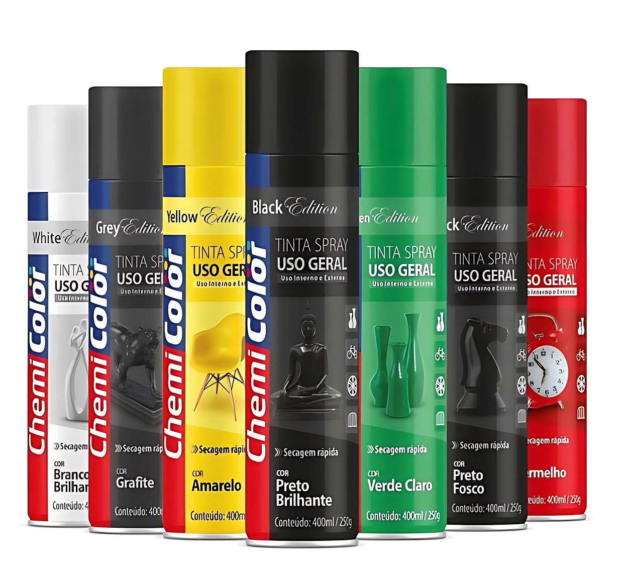 Tinta Spray Brilhante Uso Geral Multiuso 400ml Chemicolor | MadeiraMadeira