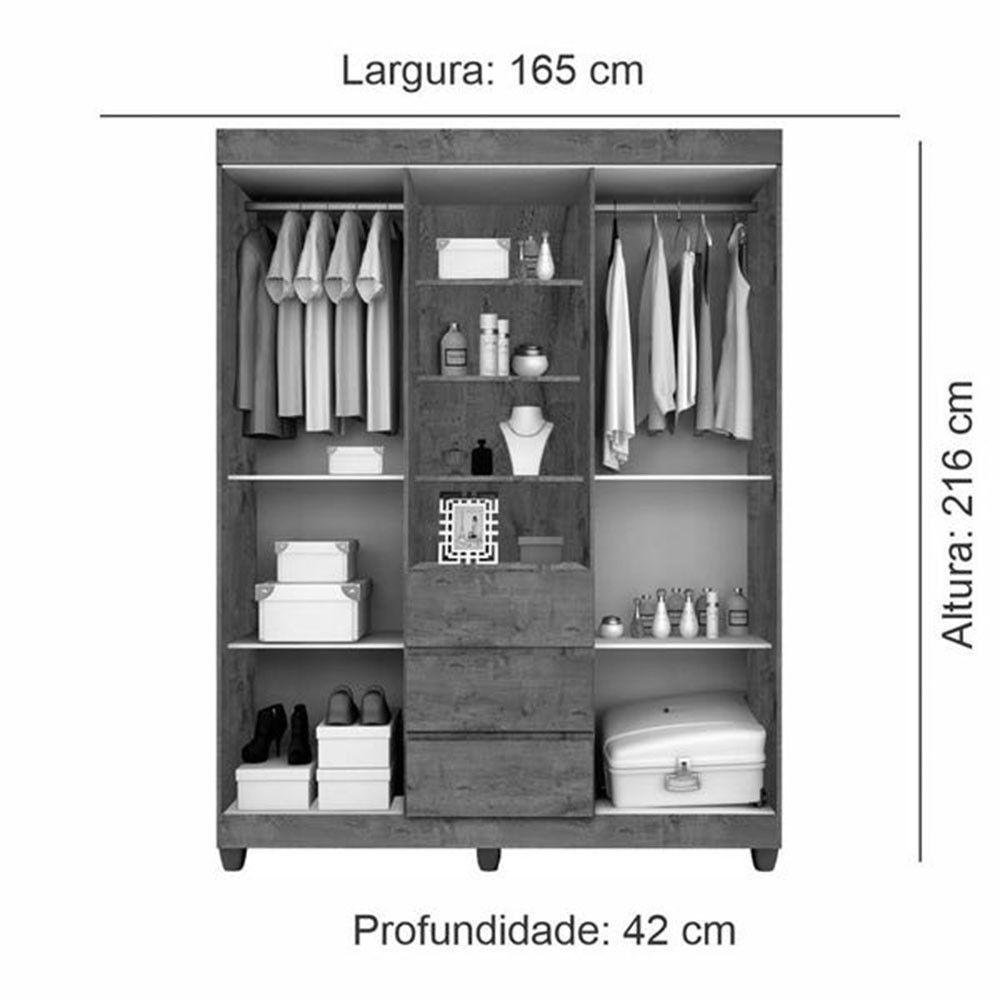 Guarda Roupa Capelinha 4 Portas e 3 Gavetas Imop Wengue/Nat ...