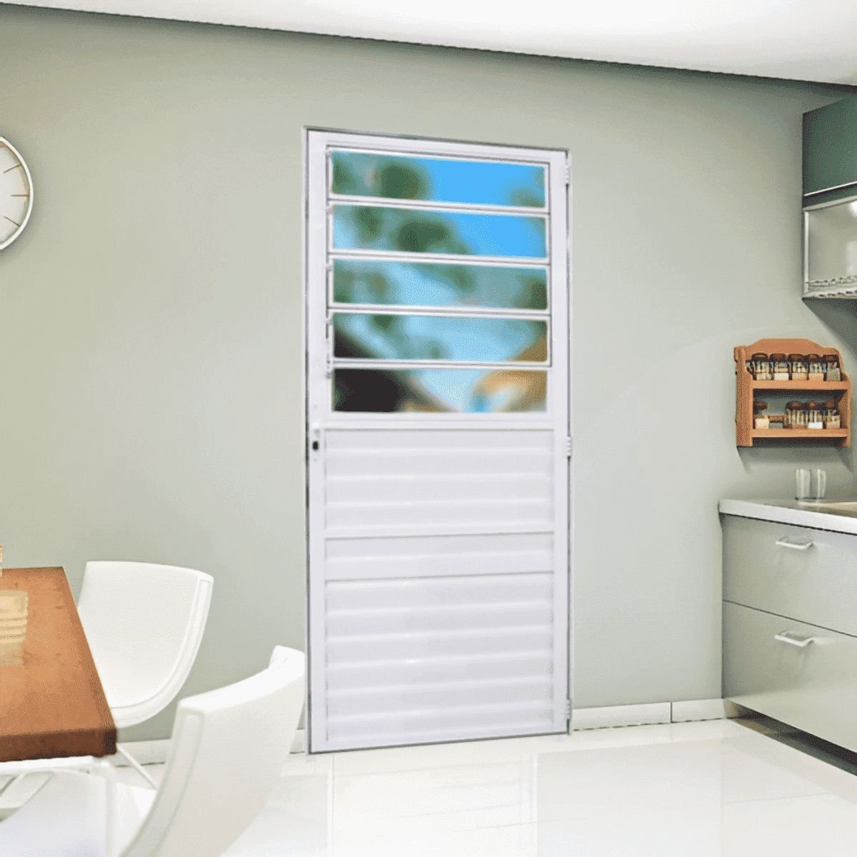 Porta Basculante de Giro Esquerda Alumínio Veneziana e Vidro Linha ...