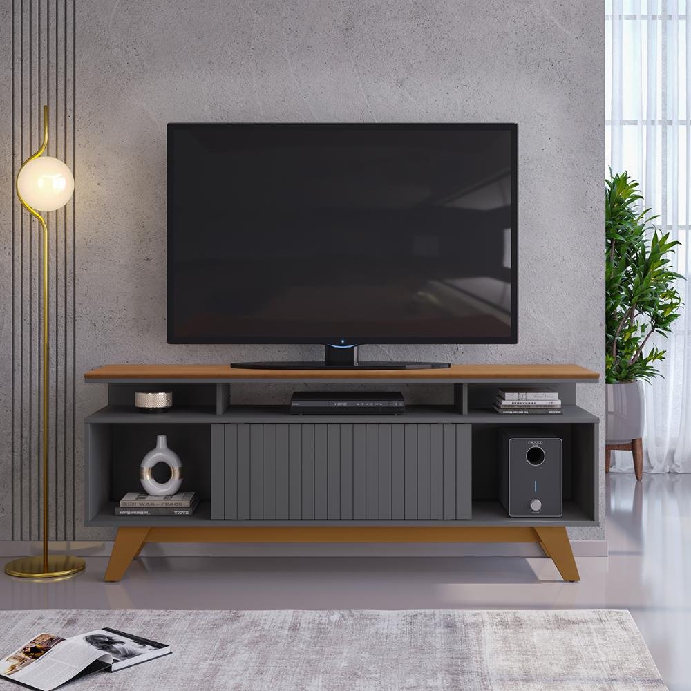 Rack para Tv até 60 Polegadas 1 Porta Dj Móveis Luke Freijó Cinza Urbano | MadeiraMadeira