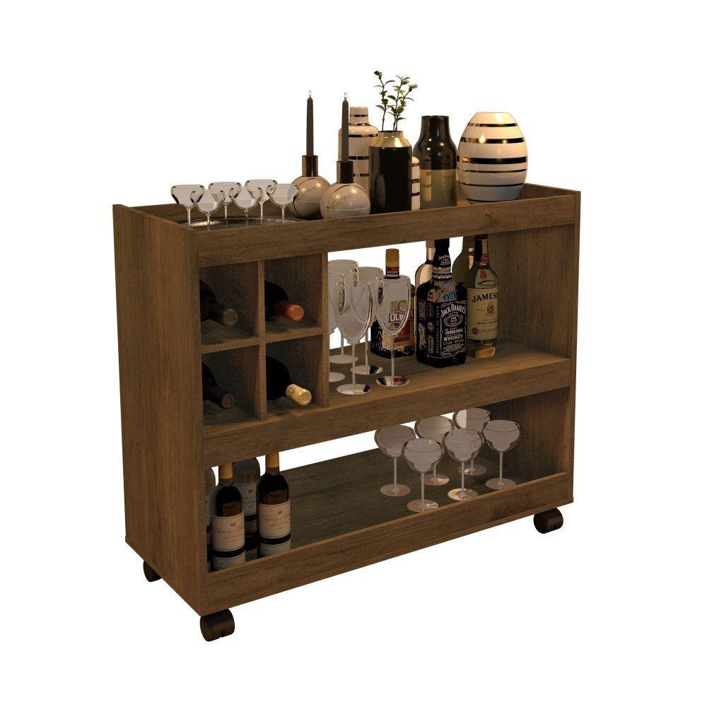 Aparador Adega Dallas Canela Com Rodízios | MadeiraMadeira