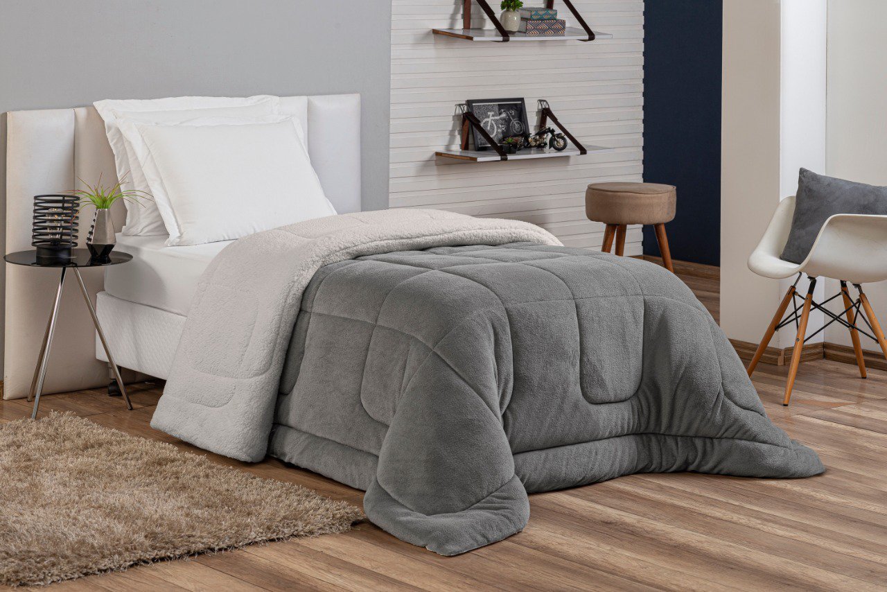 Edredom Sherpa Cobertor E Coberdrom Solteiro Grosso Cores | MadeiraMadeira