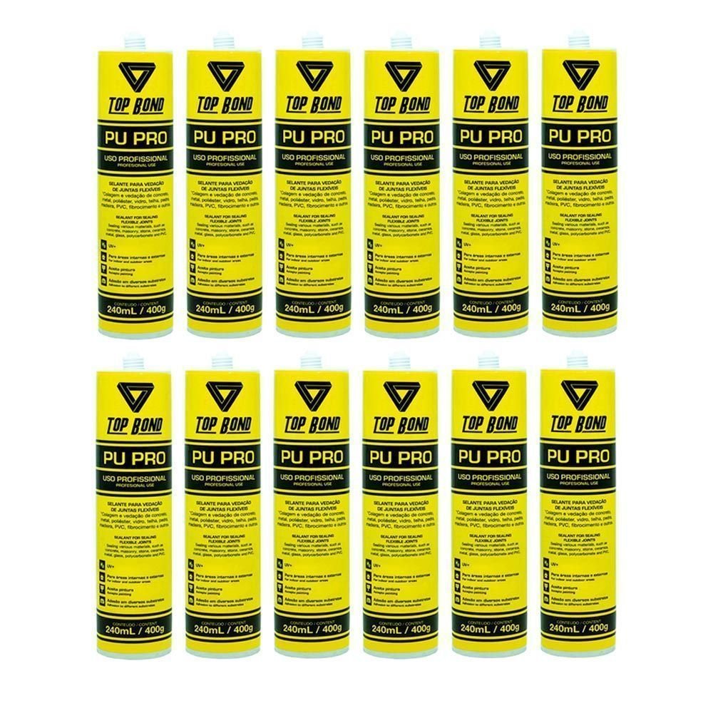 4022 - Kit 12 Colas Selantes Pu 40 Branco 400g Top Bond | MadeiraMadeira