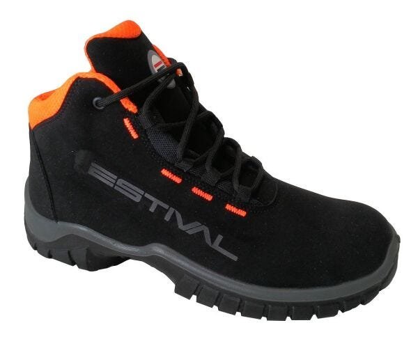Botina De Segurança Preto e Laranja Bico de PVC Estival - 42 ...