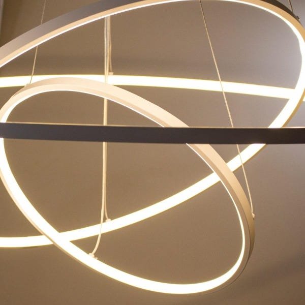 Lustre Pendente Led 100w 3 Aros Aneis Ring 80cm Branco St806 ...