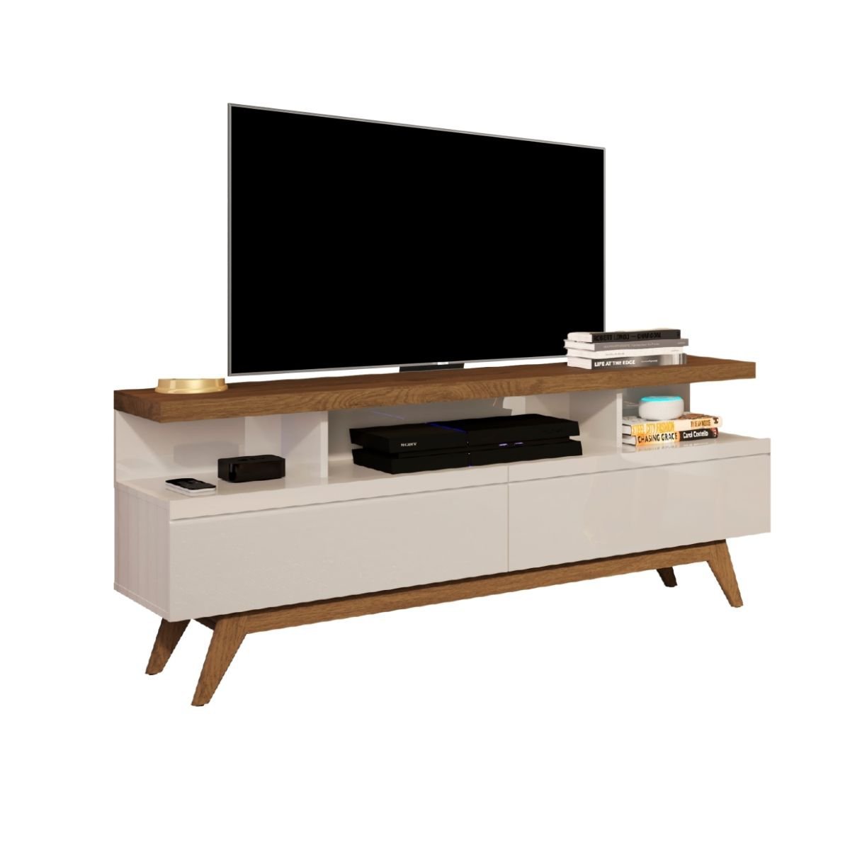 Rack para Sala Televisão até 50 Polegadas - Mod.2037:Off White/Freijó ...
