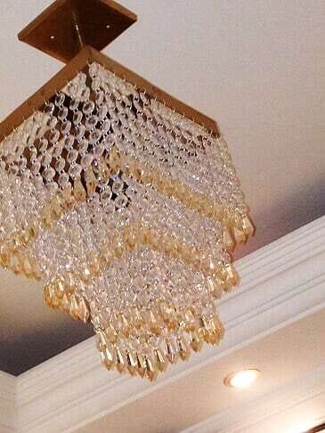 Lustre pendente de cristal acrilico dourado cissane E27 | MadeiraMadeira