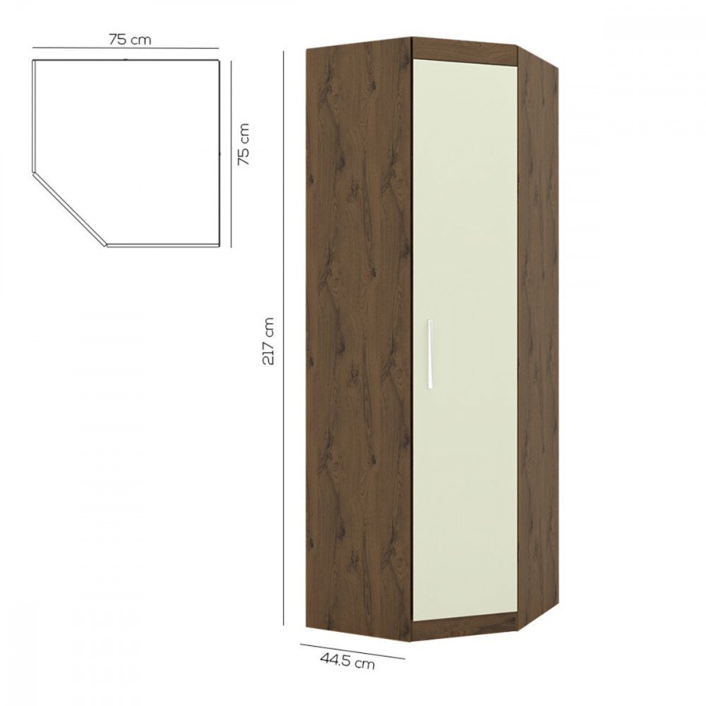 Guarda Roupa Canto Genova 1 Porta Cappuccino Off White Batrol ...