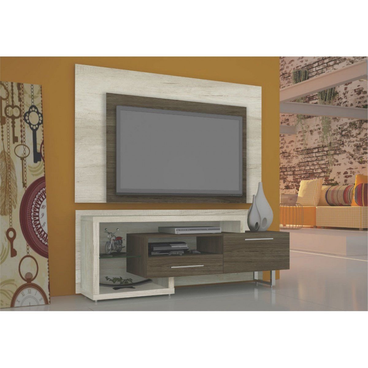 Rack Bancada Atenas com Painel Hamburgo para TVs de até 50 Polegadas ...