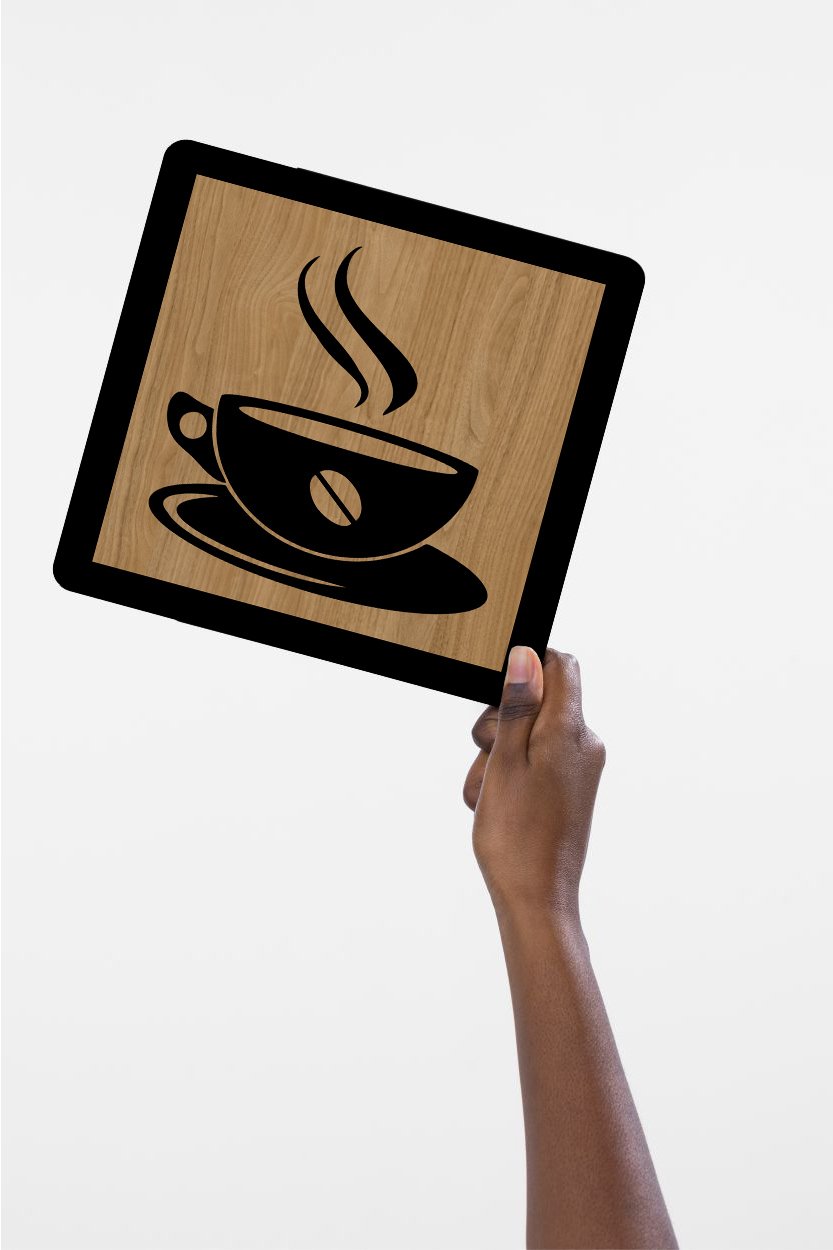 Placa Quadro Decorativo Xicára 2 Em MDF 20x20cm | MadeiraMadeira